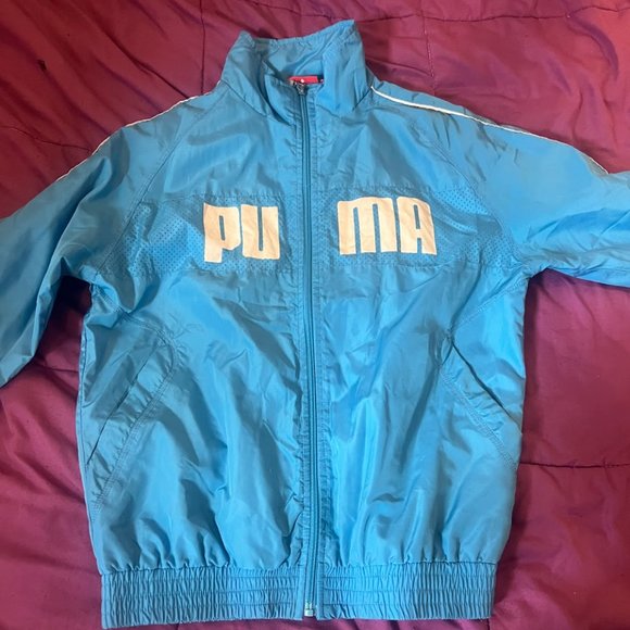 Puma | Jackets & Coats | Y2k Throwback Puma Light Blue Windbreaker ...